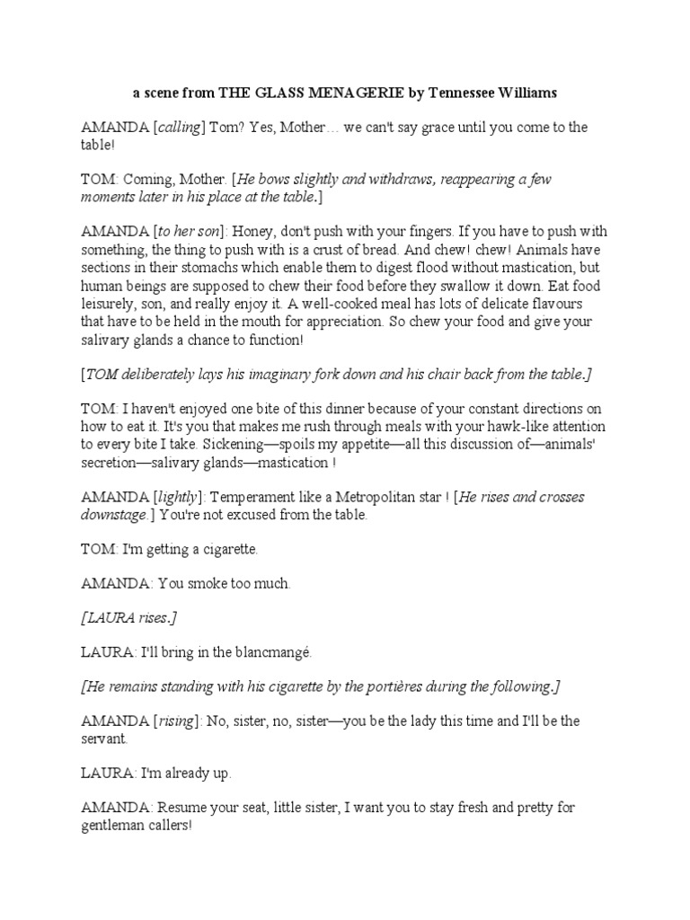The Glass Menagerie (2W, 1M) | PDF