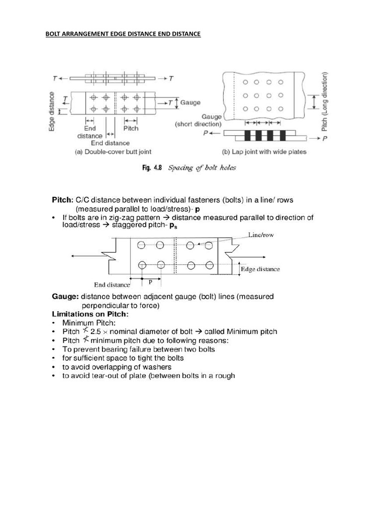 Bolt Arrangement Edge Distance End Distance | PDF