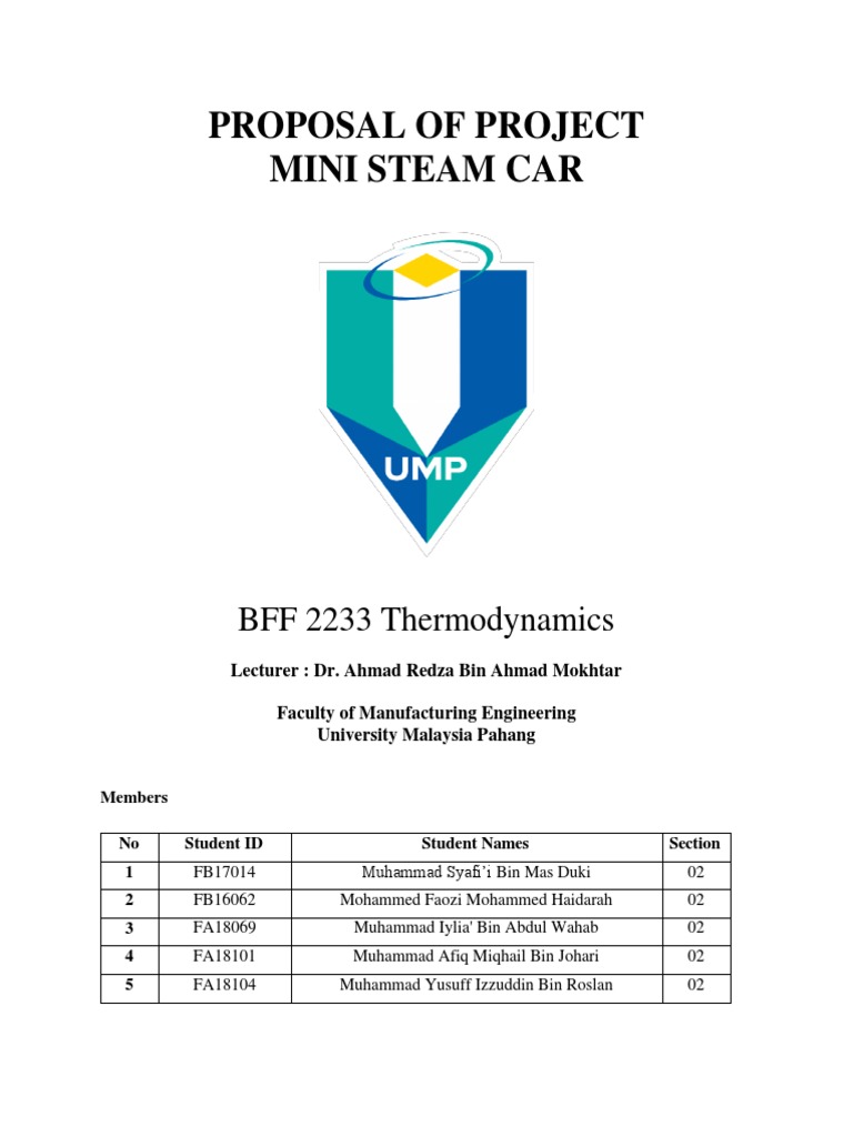 Mini Steam Car Project Proposal | PDF | Steam | Thermodynamics