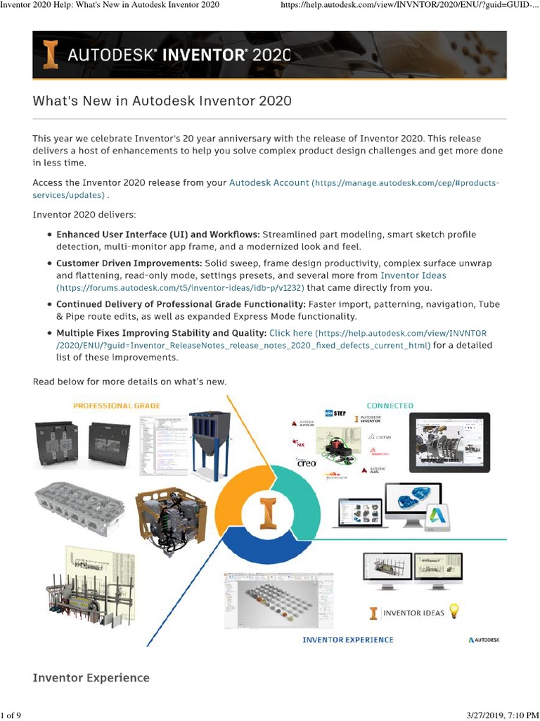 What's New in Autodesk Inventor 2020 | PDF