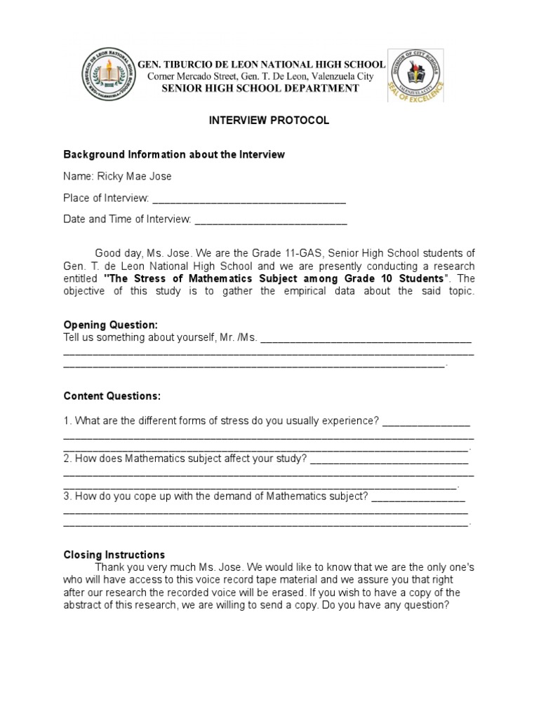 Interview Protocol | PDF | Data | Interview