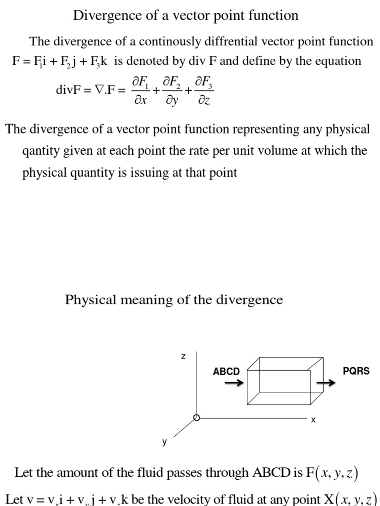 Divergence of A Vector Point Function | PDF | Divergence | Theoretical ...