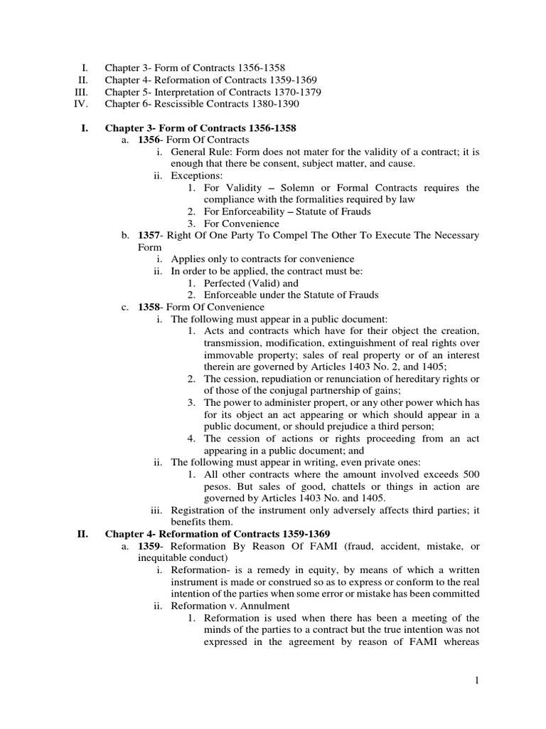 I. Chapter 3-Form of Contracts 1356-1358 | PDF | Contract Law | Law Of ...