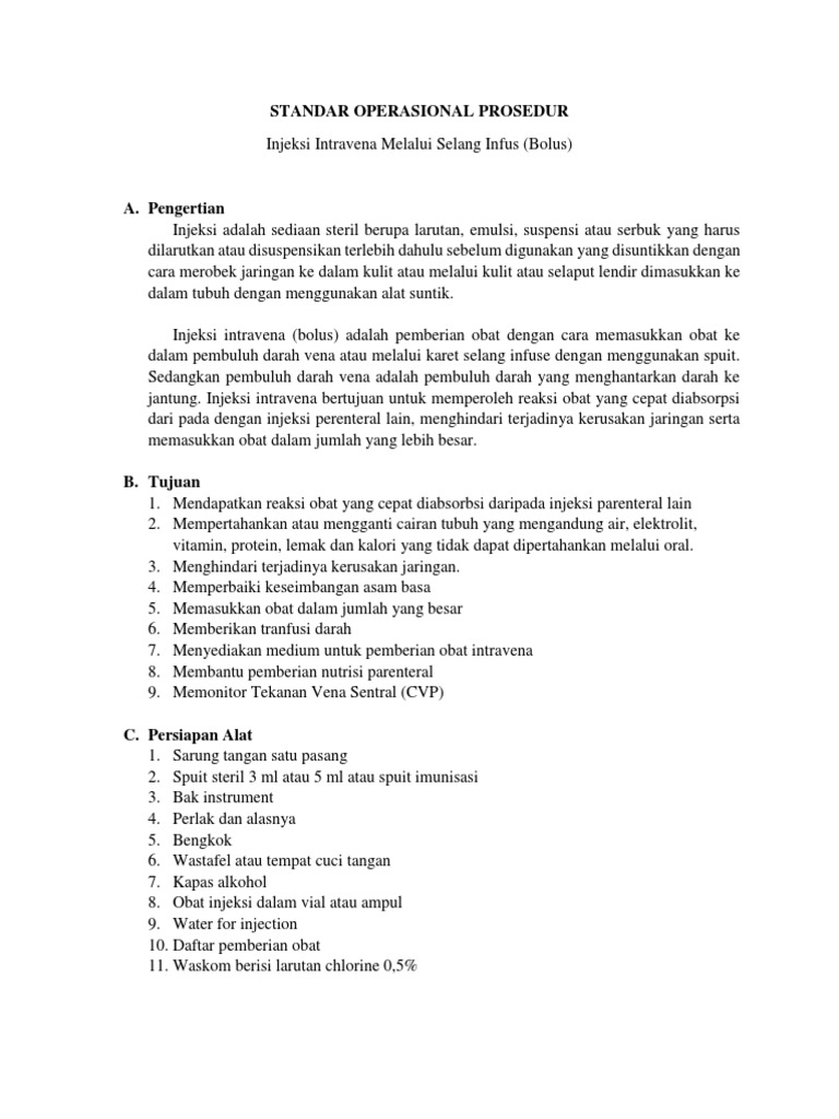 Sop Injeksi Iv | PDF