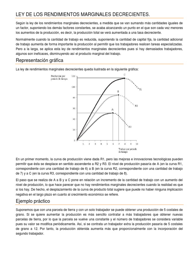 Ley de Los Rendimientos Marginales Decrecientes | PDF