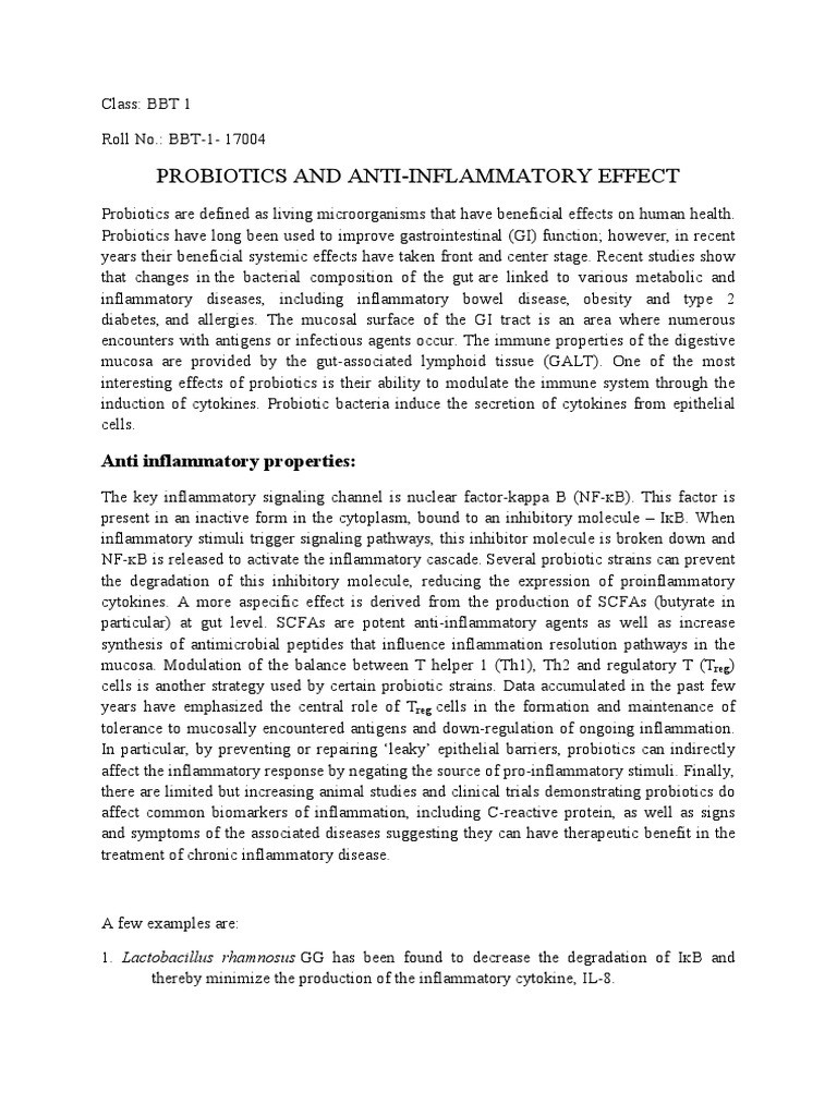 Probiotics and Anti-Inflammatory Effect | Download Free PDF ...