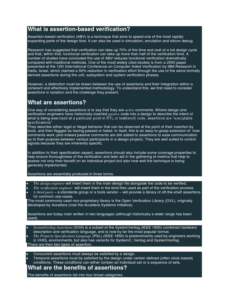 What Is Assertion Based Verification Active Passive Pdf Formal Verification Systems 