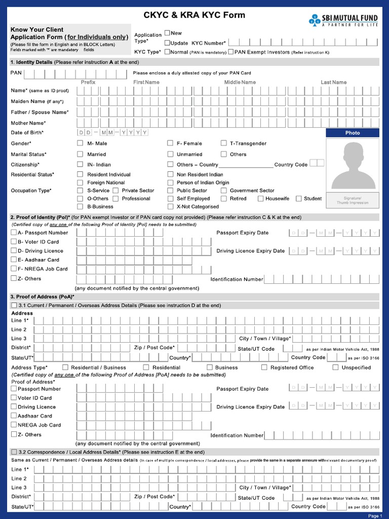Ckyc Kyc Form PDF | PDF