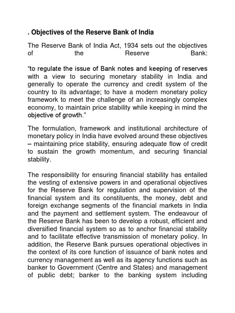RBI Objectives and Communication Strategy | PDF | Central Banks ...