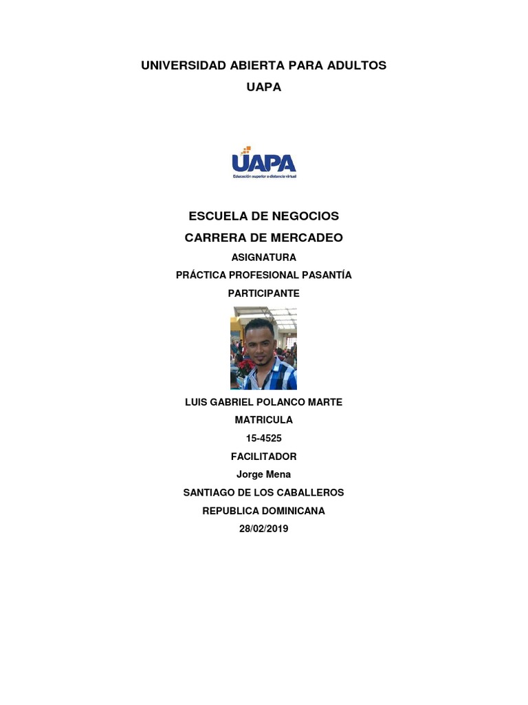 Trabajo Final de Practica Profesional (Pasantia) | PDF | República Dominicana | Marketing