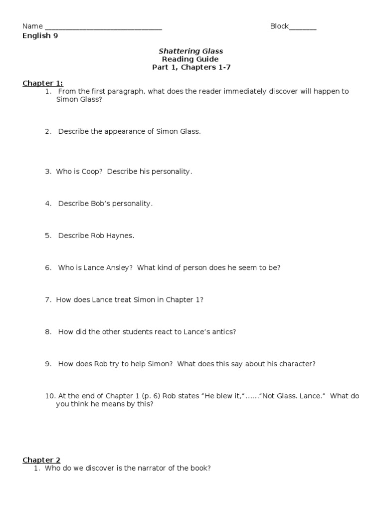 Glass Study Guide 1-7 | PDF