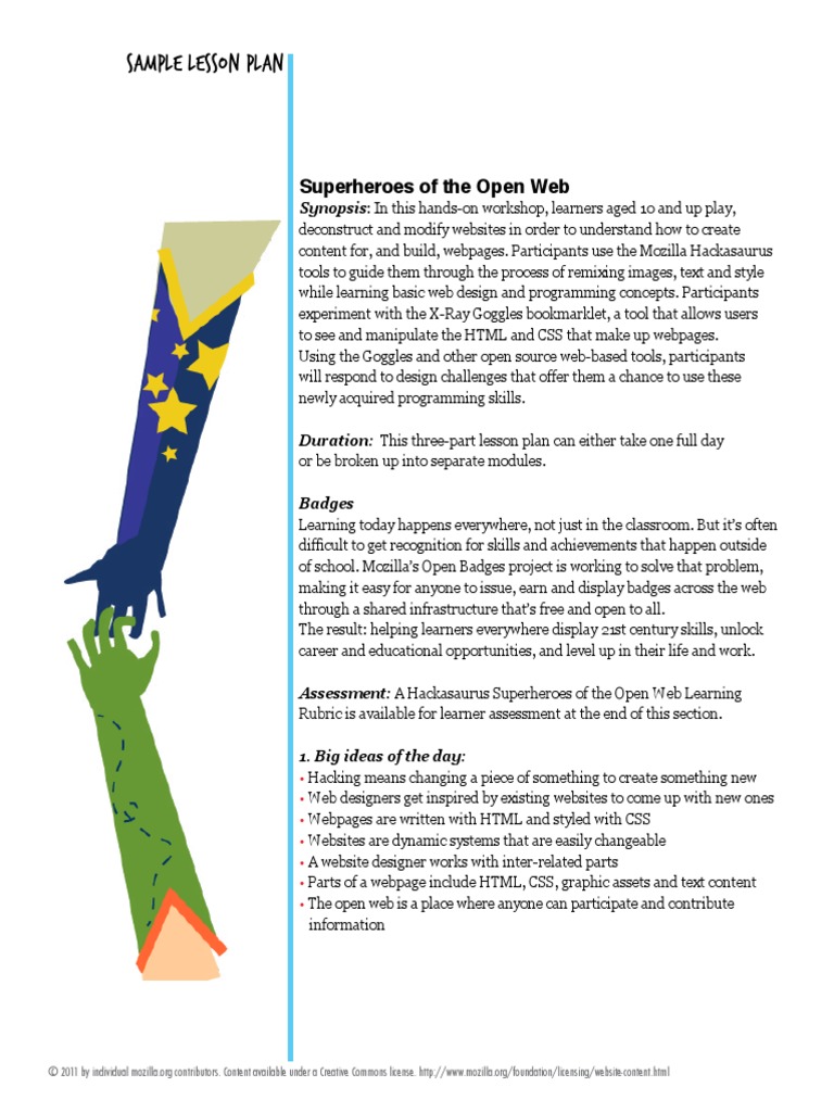 Sample Lesson Plan: Superheroes of The Open Web | PDF | Web Page | Html