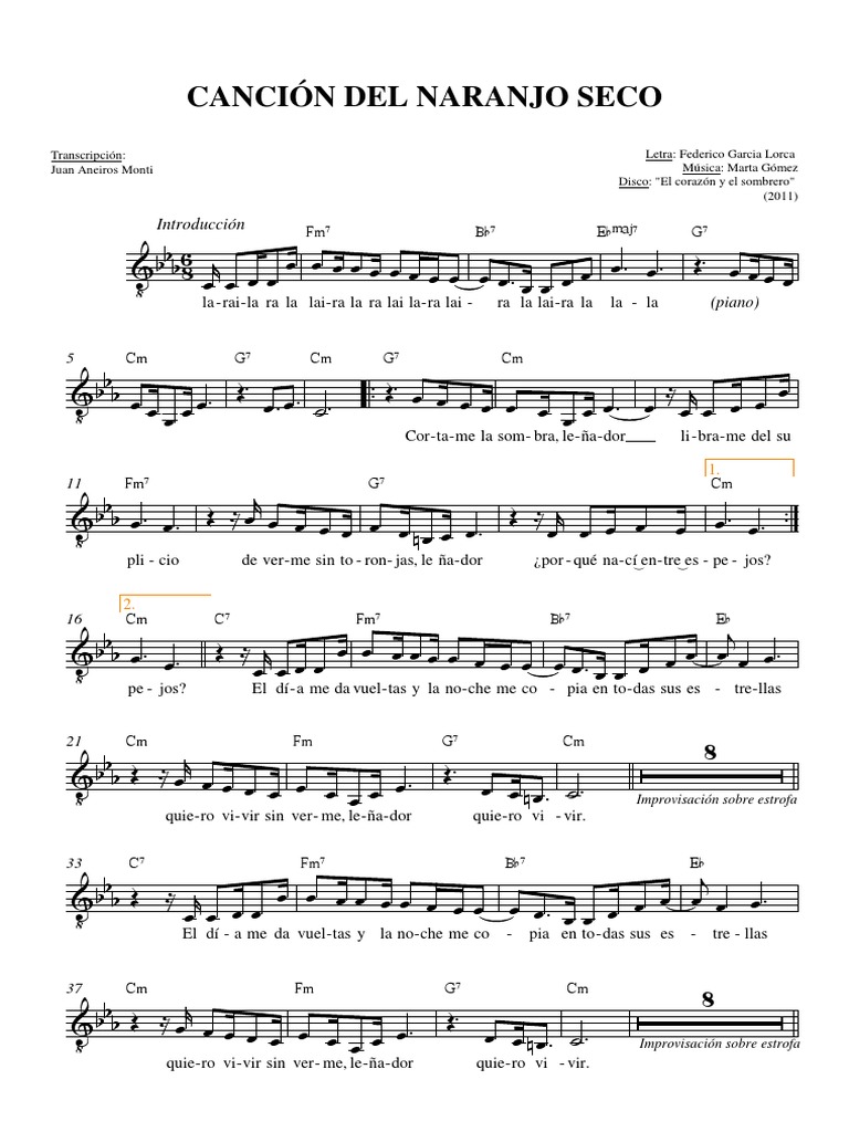 Canción Del Naranjo Seco - Tono Original | PDF | Ocio