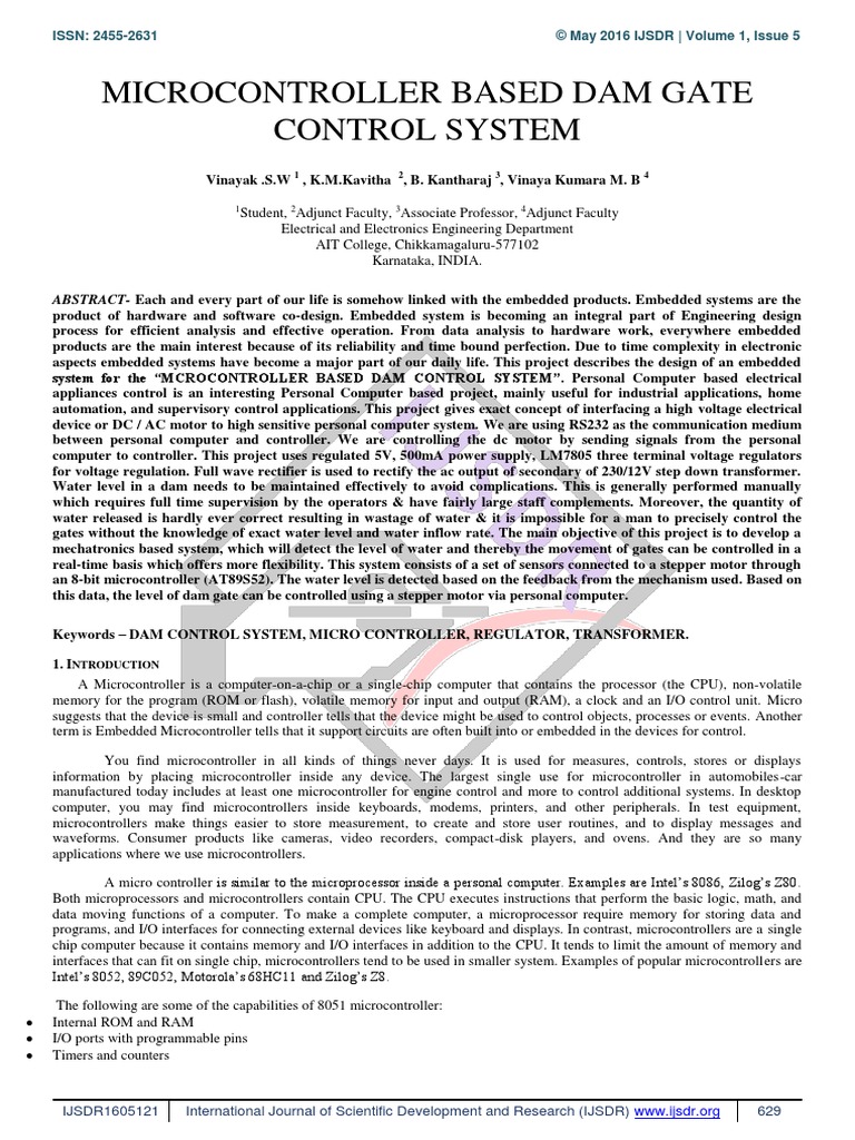 Microcontroller Based Dam Gate Control System | PDF | Microcontroller ...