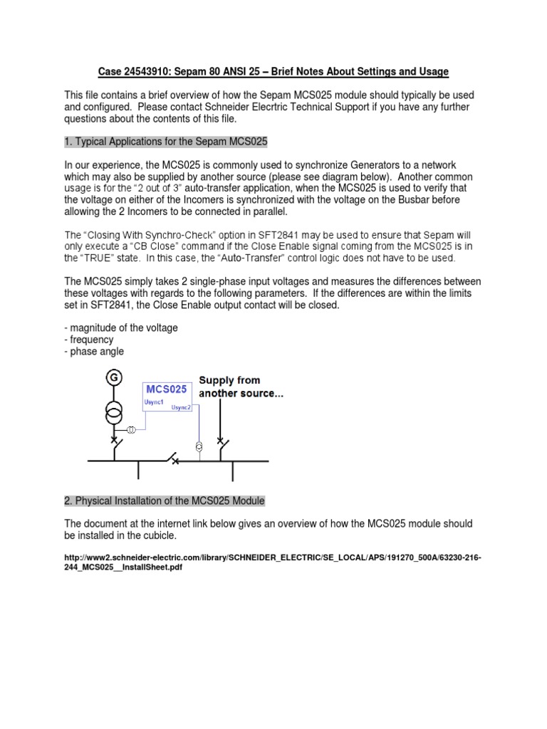Brief Overview Sepam MCS025 Settings BFO-Case-24543910 | PDF | Electric Generator | Function ...