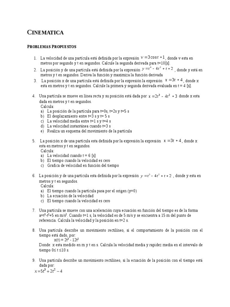 Practica de Cinematica | PDF | Movimiento (física) | Velocidad
