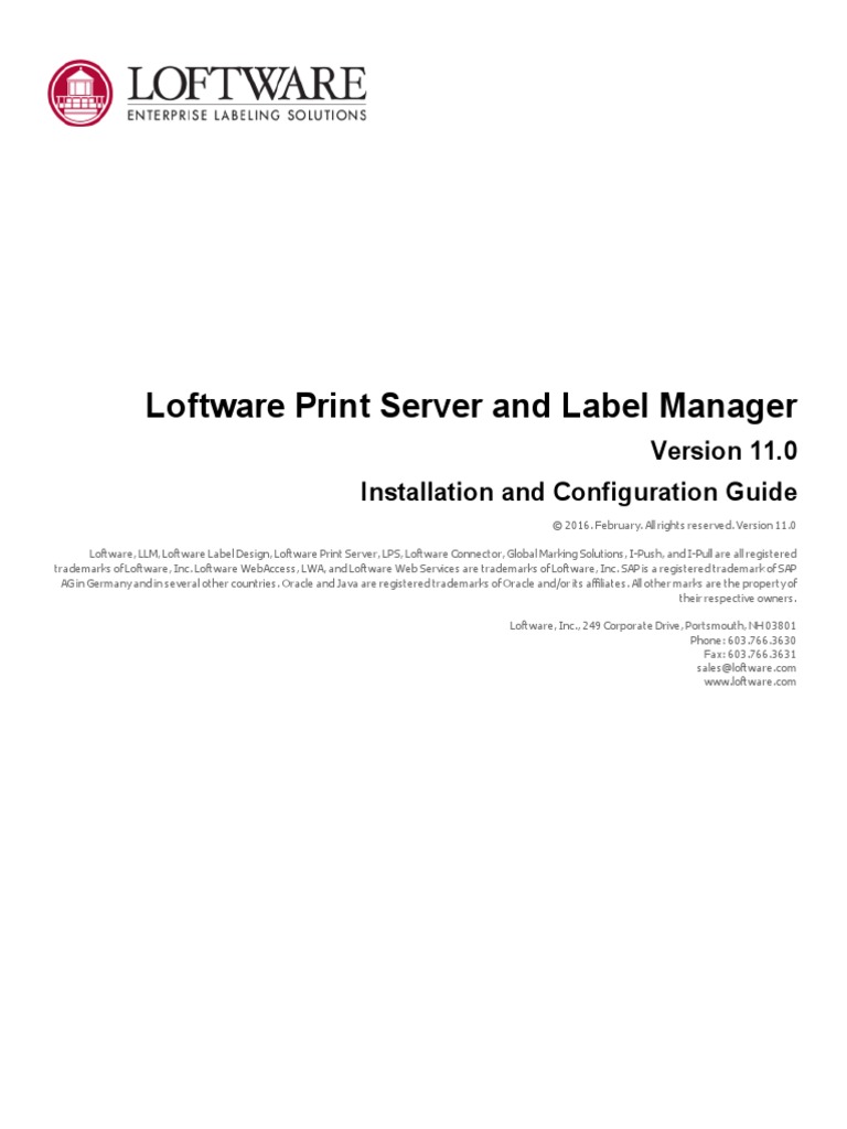 Loftware Print Server and Label Manager Installation Guide | PDF | 64 ...