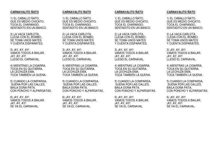 Carnavalito Ñato: Letra y Ritmo | PDF