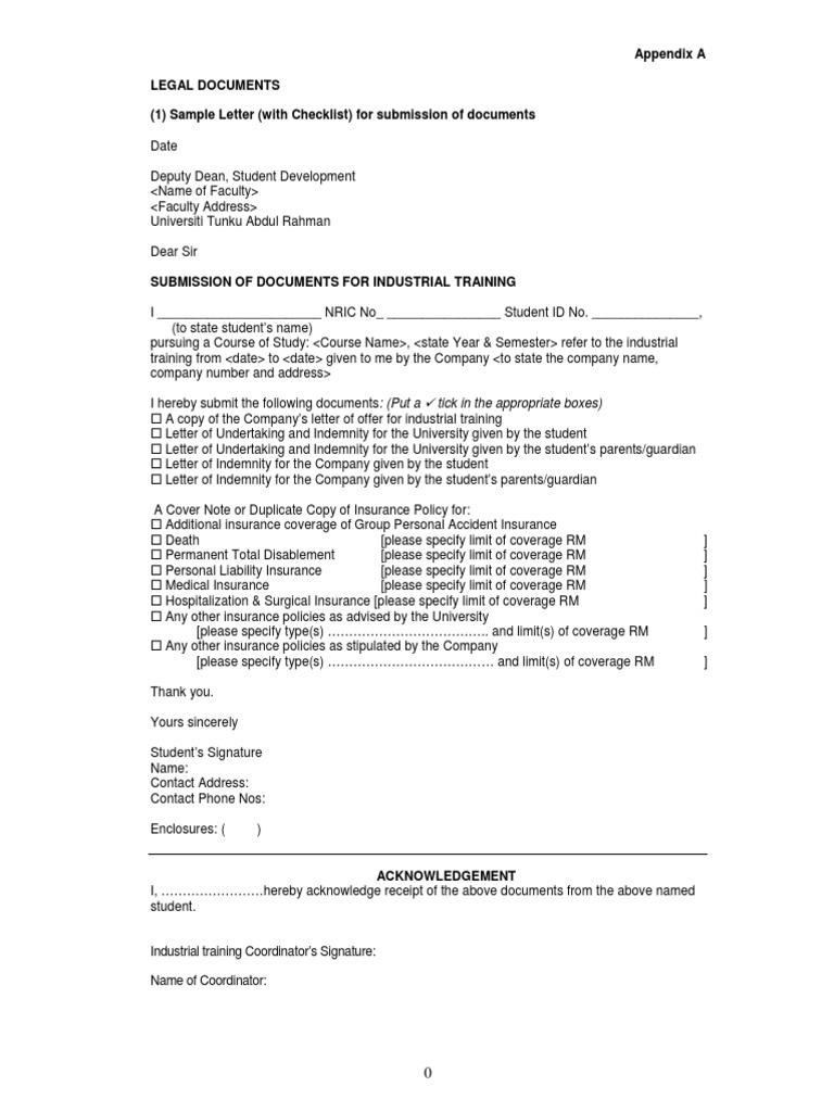 Appendix A LEGAL DOCUMENTS - UTAR | PDF | Liability Insurance | Indemnity