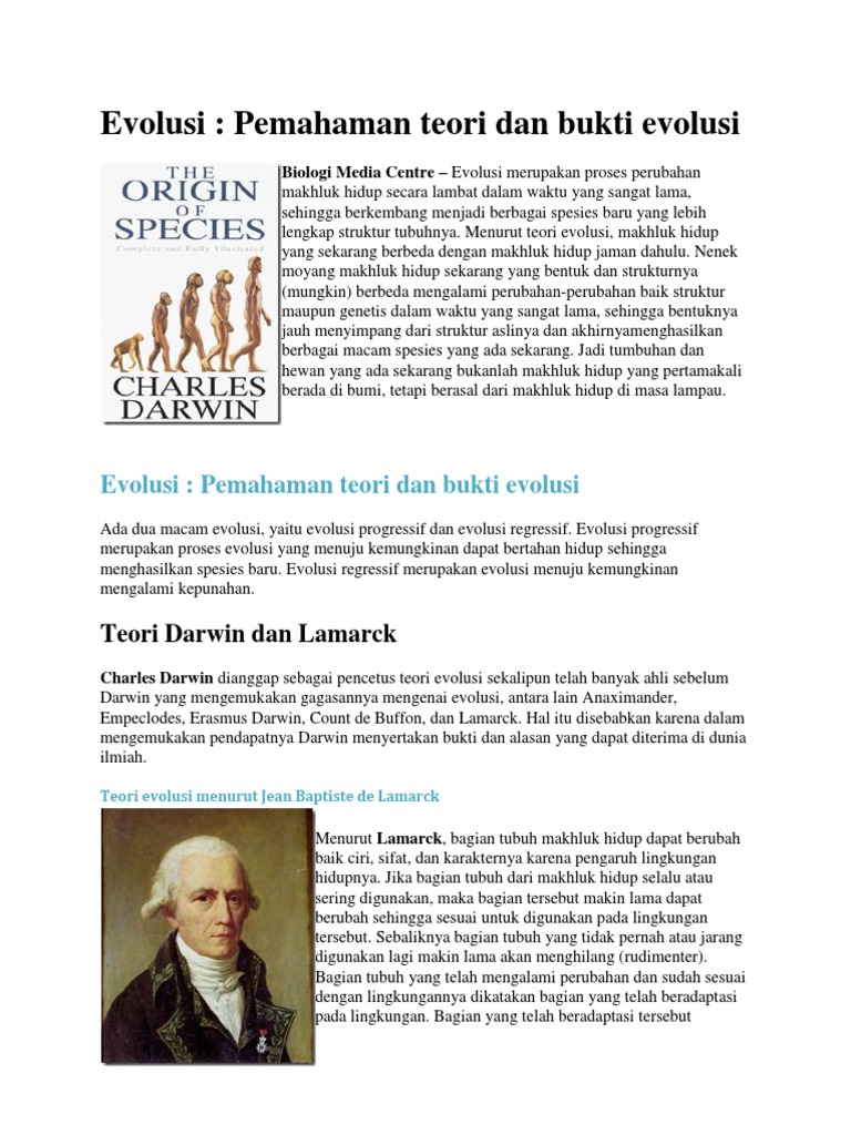 Teori Evolusi: Darwin vs Lamarck | PDF