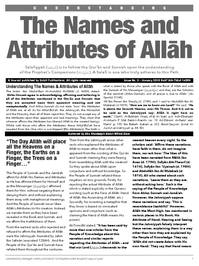 The Names and Attributes of Allāh | PDF | God In Islam | Prophets And ...