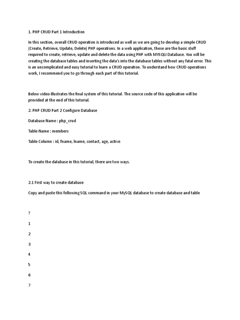 PHP CRUD Par | PDF | Information Retrieval | Databases PHP CRUD Par | PDF | Information Retrieval | Databases