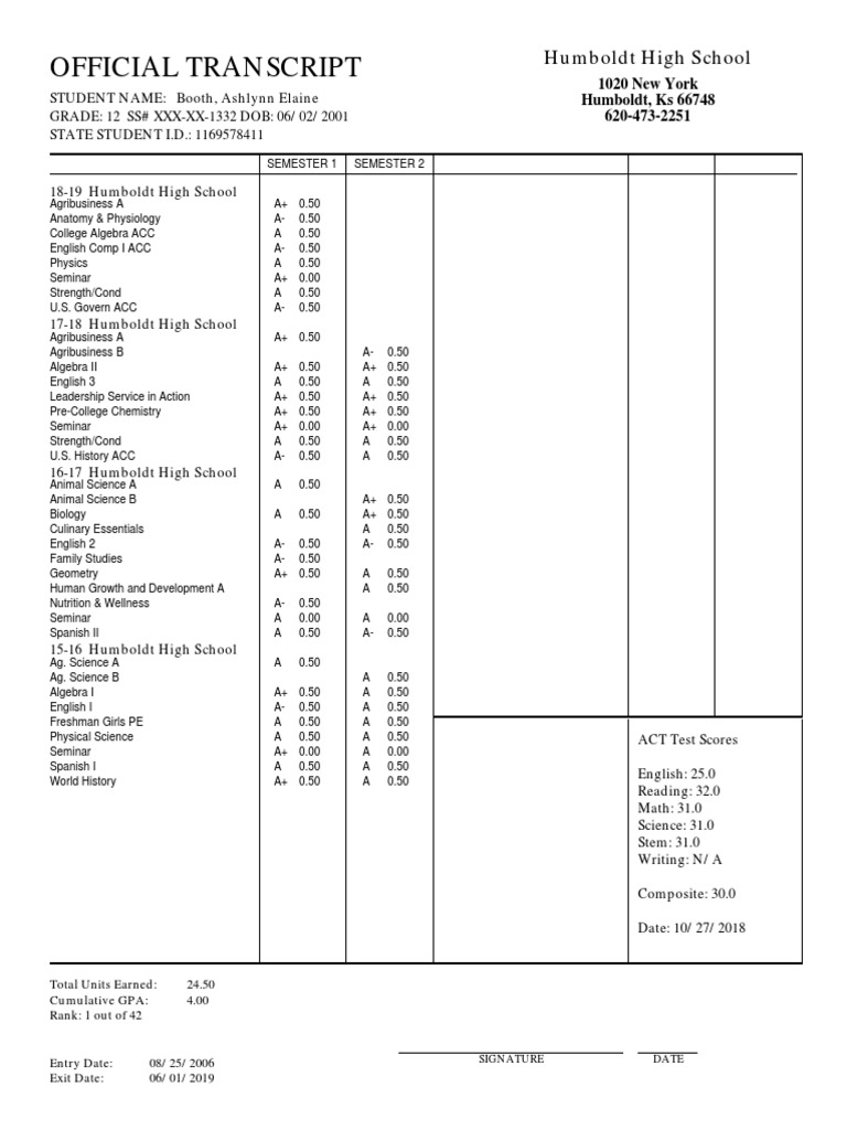 Ashlynn Transcript | PDF | Science | Academia