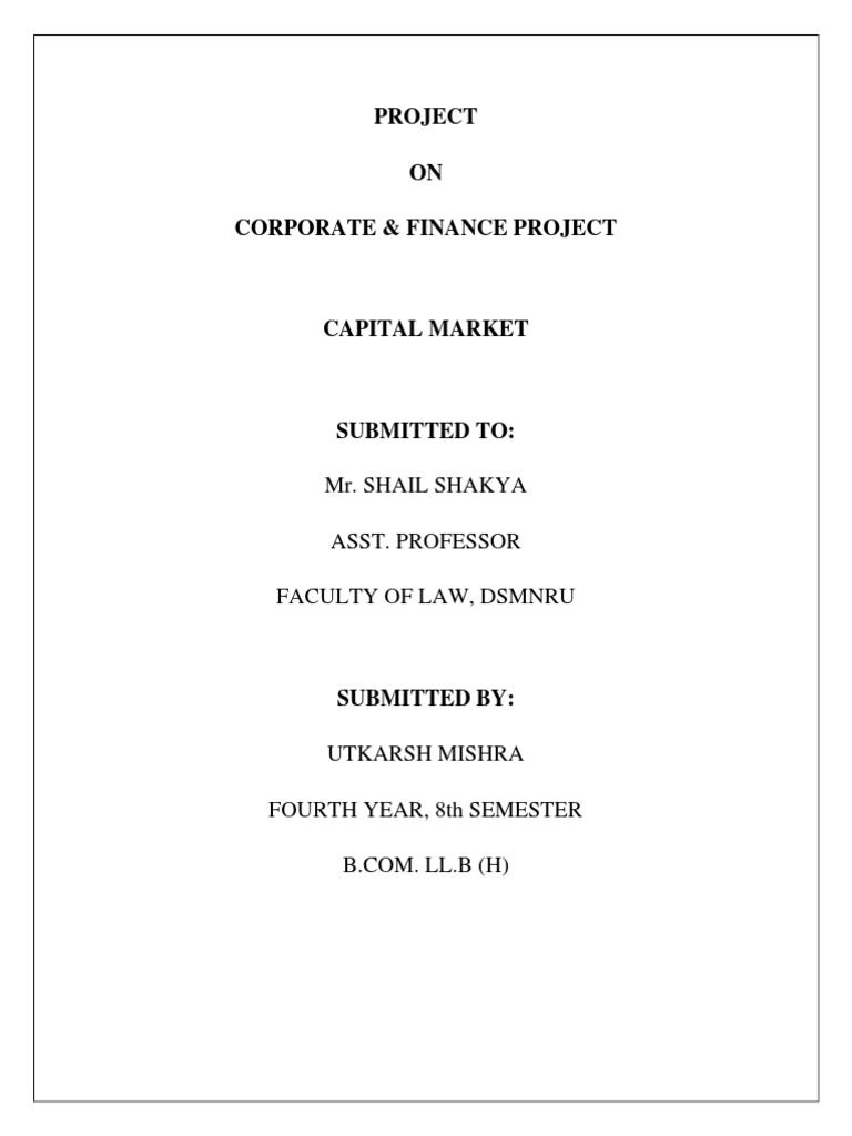 Corporate & Project Finance | PDF | Capital Market | Financial Markets