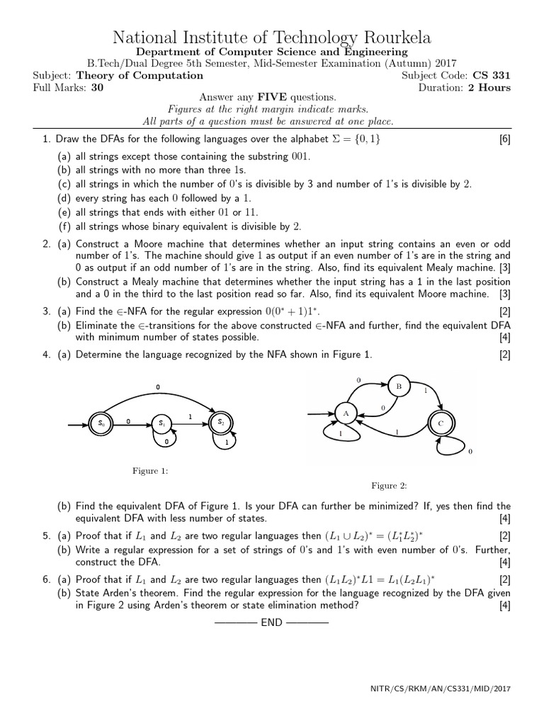 National Institute of Technology Rourkela | PDF | String (Computer Science) | Formalism (Deductive)