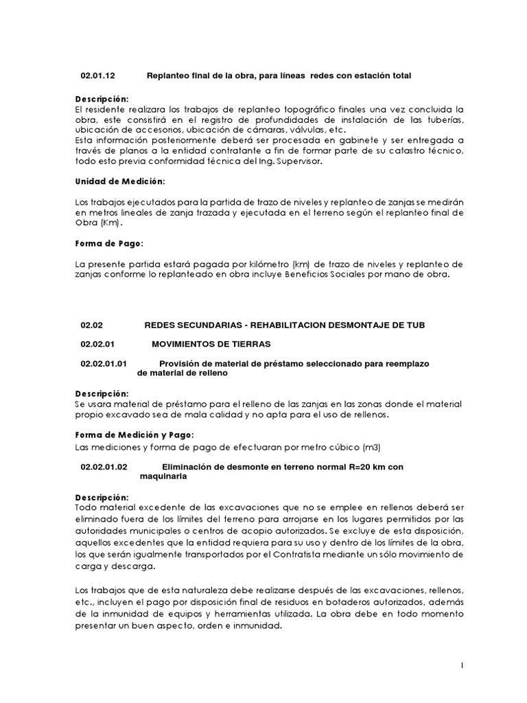 Esp de Trabajos Tecnicas | PDF