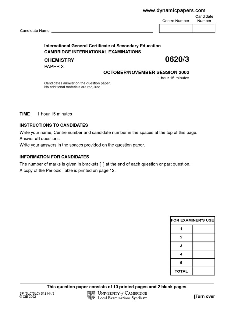 IGCSE Pass Paper | PDF | Oxide | Sulfuric Acid