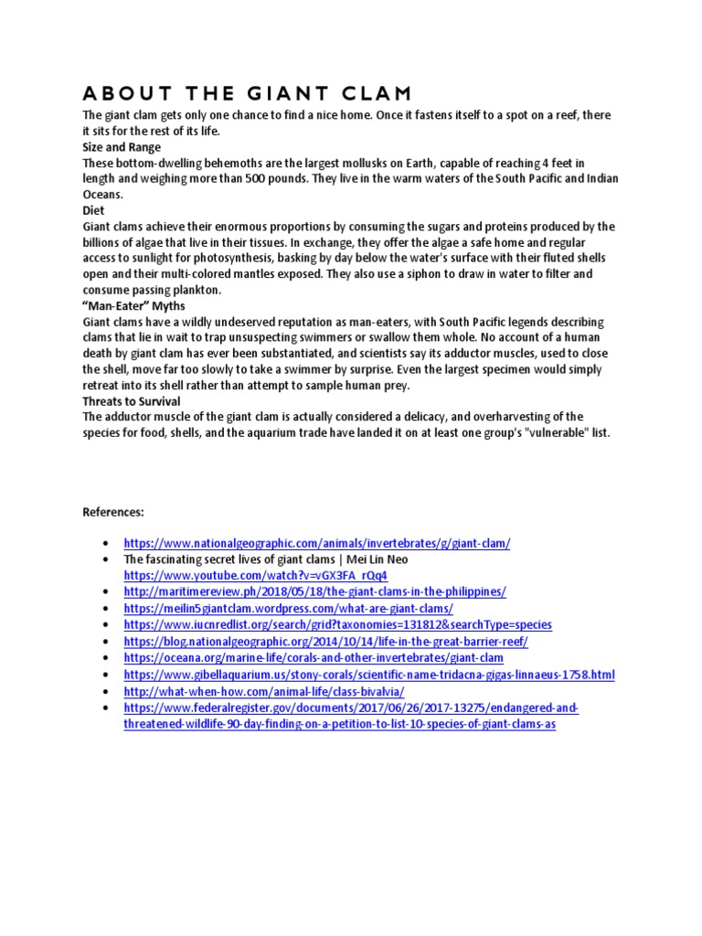 The Giant Clam (Nat Geo) | PDF | Social Science | Science & Mathematics