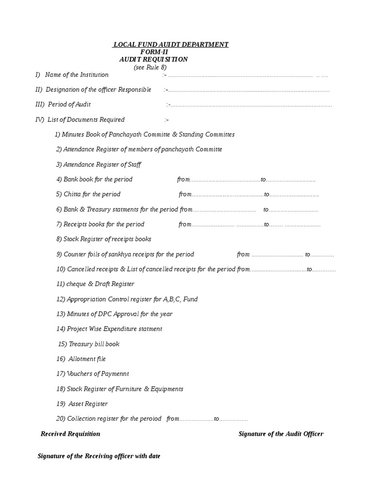Form-Ii Audit Requisition: Local Fund Auidt Department | PDF | Law