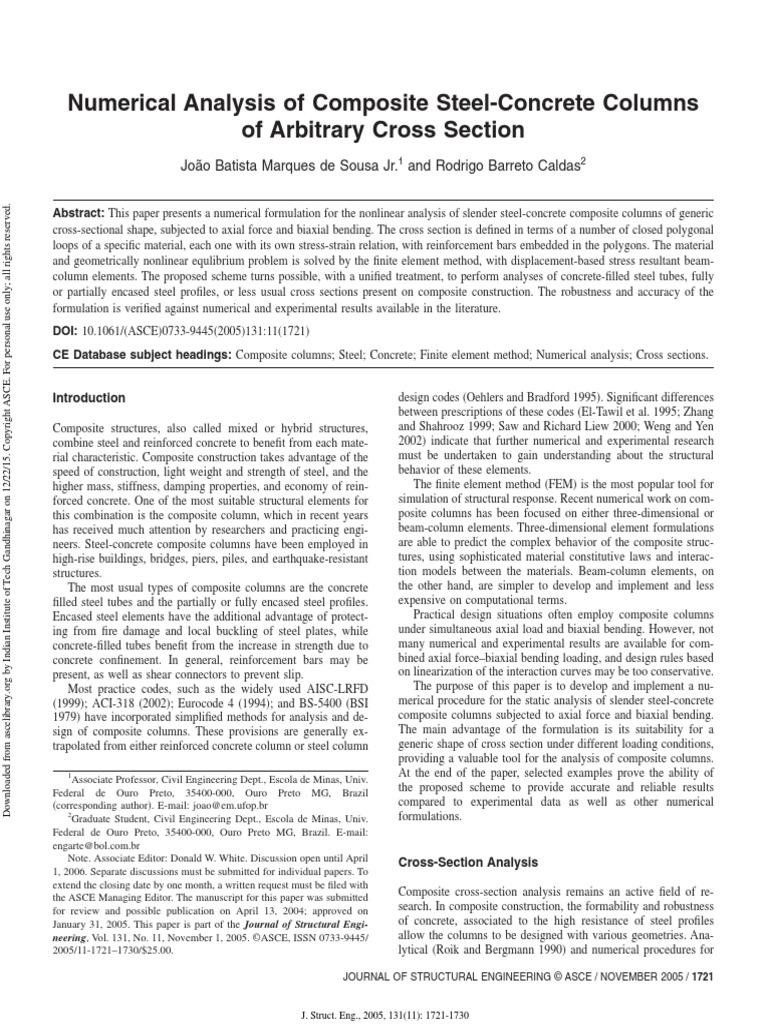 Numerical Analysis of Composite Steel-Concrete Columns of Arbitrary ...