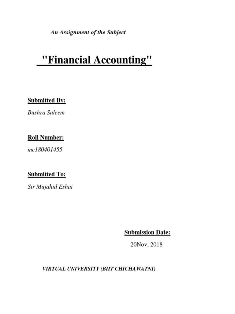 "Financial Accounting": An Assignment of The Subject | PDF | Debits And ...