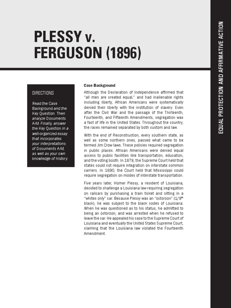 4 Plessy DBQ I1 PDF | PDF | Plessy V. Ferguson | Litigation