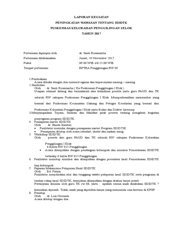 Laporan Kegiatan Sdidtk | PDF