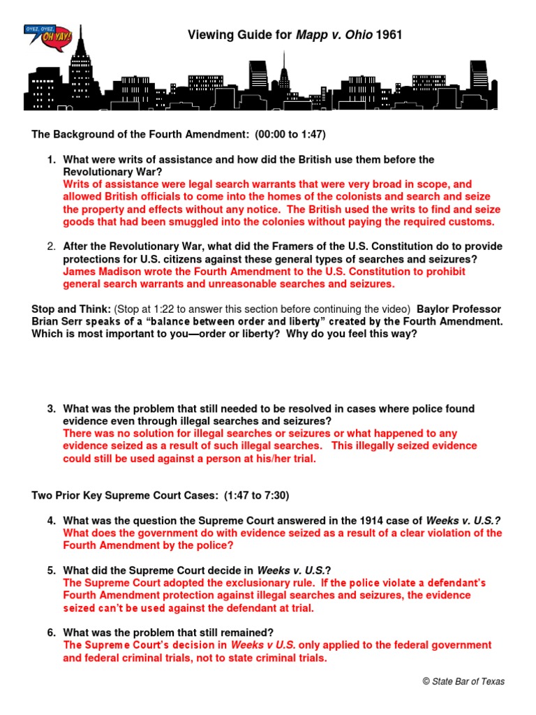 Mapp Vs Ohio | Download Free PDF | Fourth Amendment To The United ...
