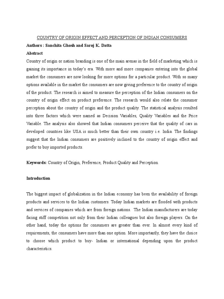 Country of Origin Effect | PDF | Consumer Behaviour | Brand