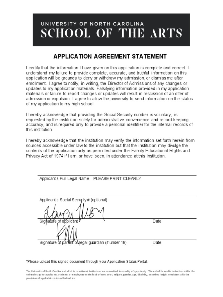 Application Agreement Statement Fillable | PDF