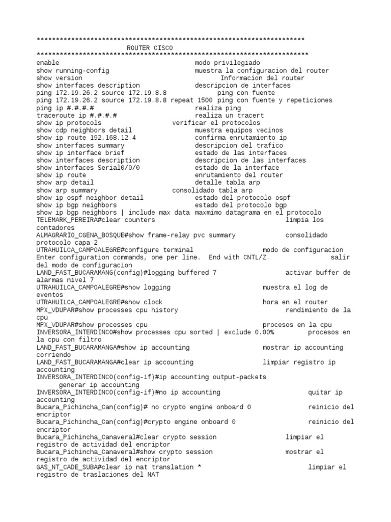 Comandos Router | PDF | Enrutador (Computación) | Protocolos de internet