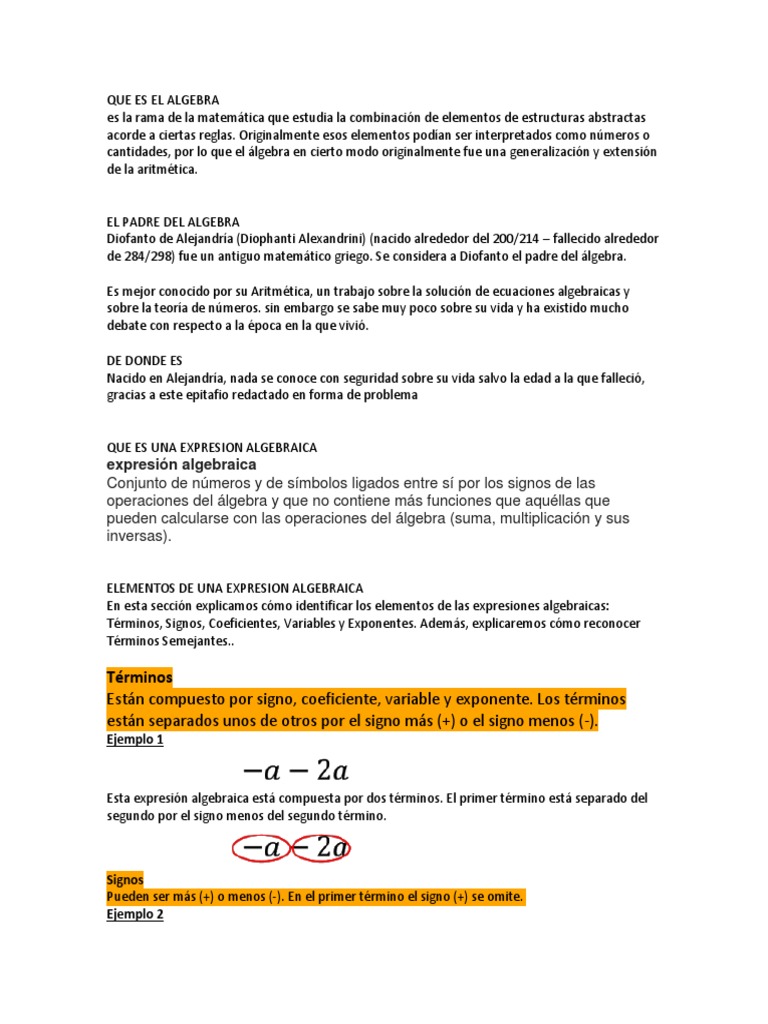 Que Es El Algebra | PDF | Álgebra | Multiplicación