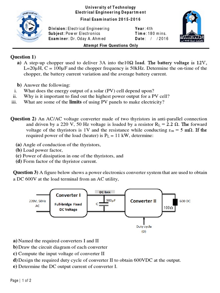 Exercises | PDF | Rectifier | Power Electronics