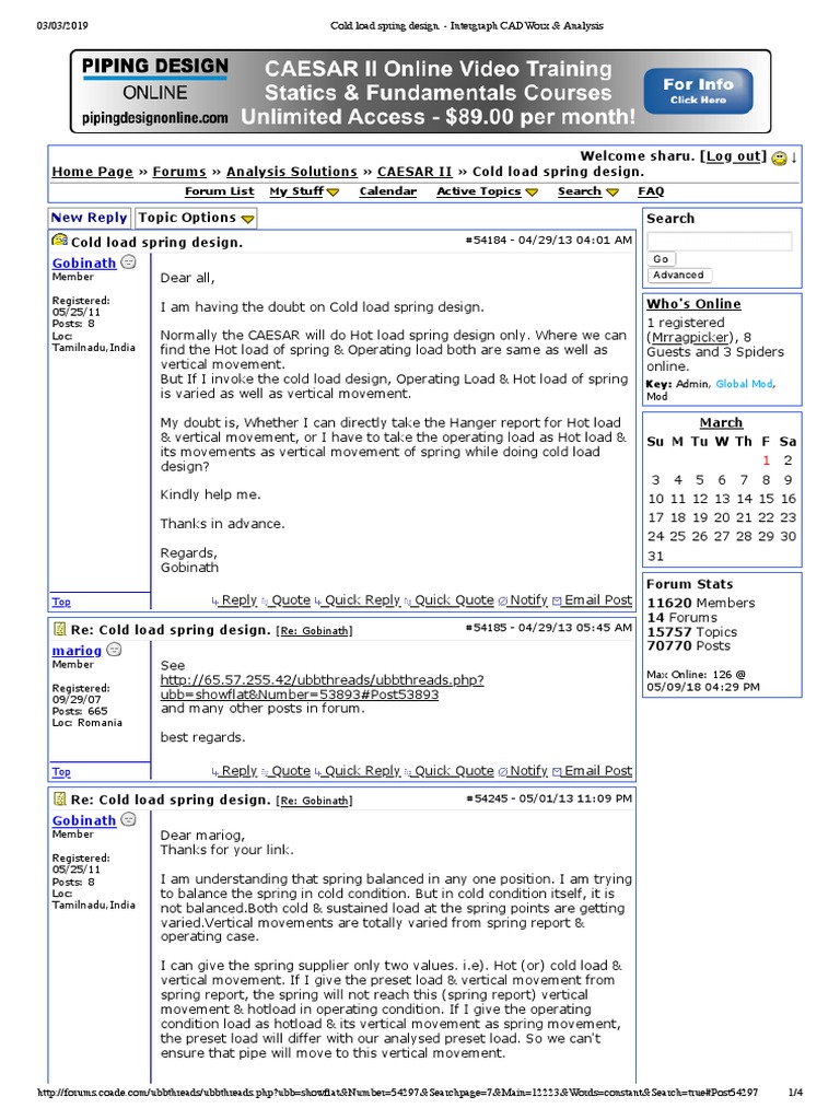 Cold Load Spring Design. - Intergraph CADWorx - Analysis | PDF ...