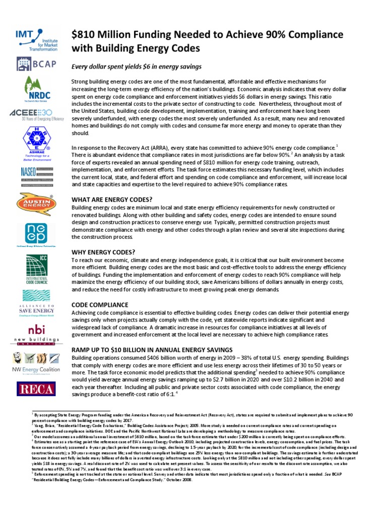 FactSheet Energy Code Compliance Funding | PDF