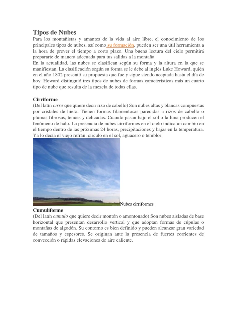 Tipos de Nubes | PDF | Nube | Geografía Física