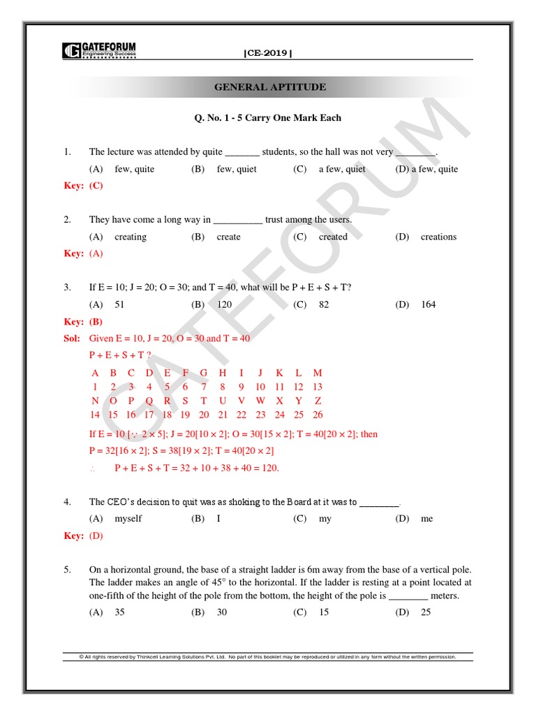 Ce Gate 2019 Set1 Gateforum | PDF | Density | Thermal Expansion