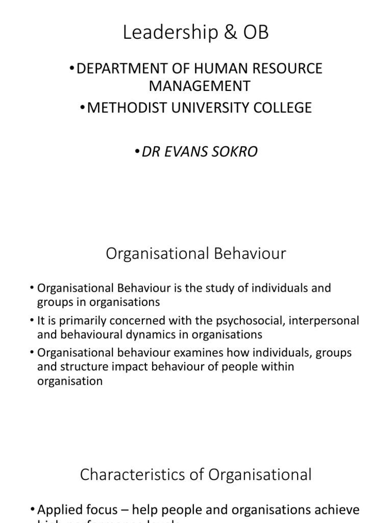 Department of Human Resource Management - Methodist University College ...