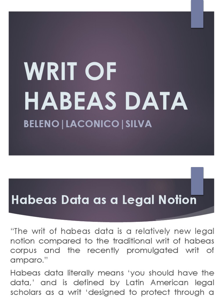 writ-of-habeas-data.pptx | Habeas Corpus | Writ | Free 30-day Trial ...
