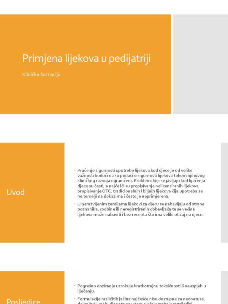 Primjena Lijekova U Pedijatriji | PDF